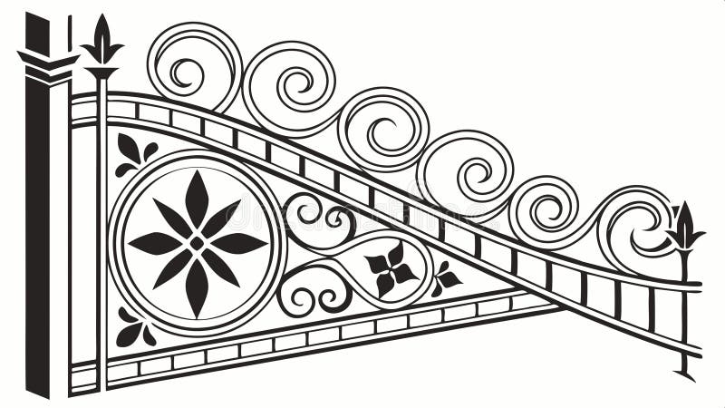 Decorative Corner Design for a Wrought Iron Gate with Scrollwork Vector ...