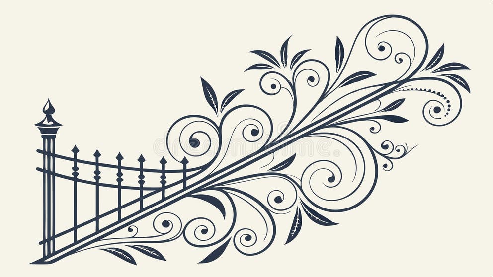 Decorative Corner Element with Floral Scroll and Geometric Accents ...