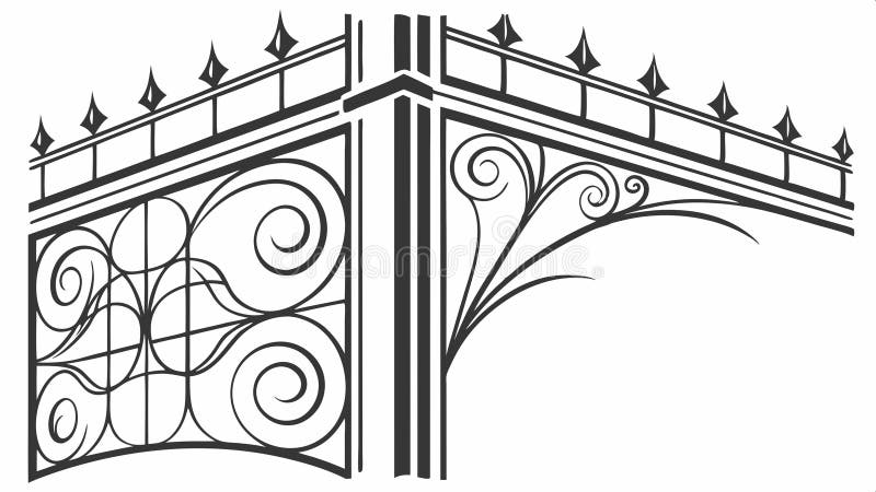 Decorative Corner Element for a Wrought Iron Archway or Gate Vector ...