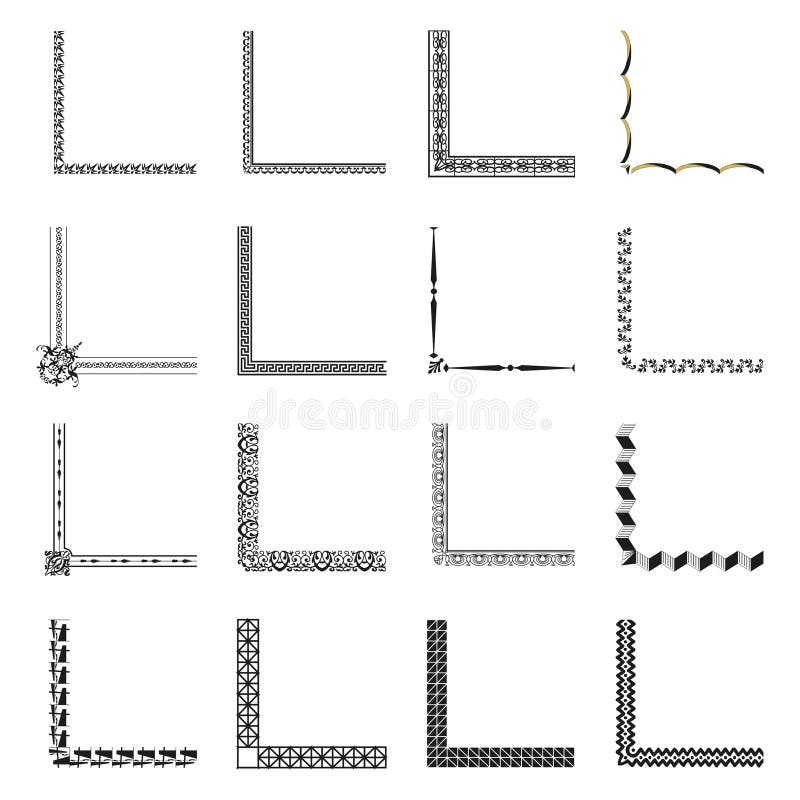 Decorative Corner Elements. Ornate Frame Borders. Black and White ...