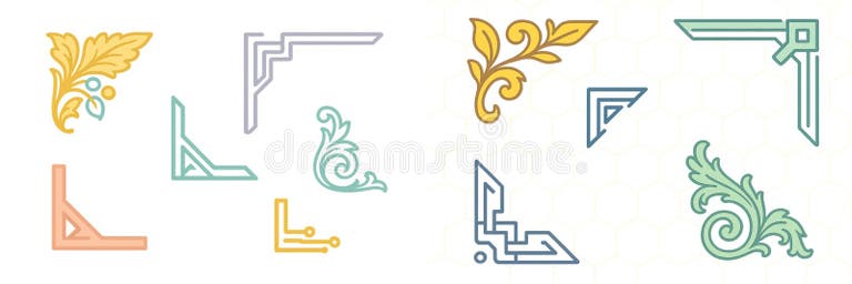 Decorative Corner Elements in Various Styles Showcasing Intricate ...