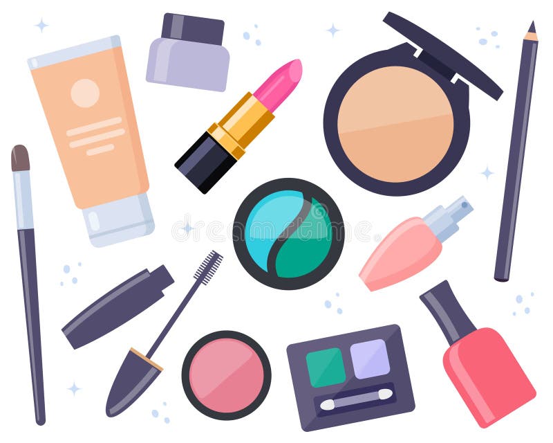 Decorative Cosmetics, Cute Composition of Icons. Everything for Make Up ...