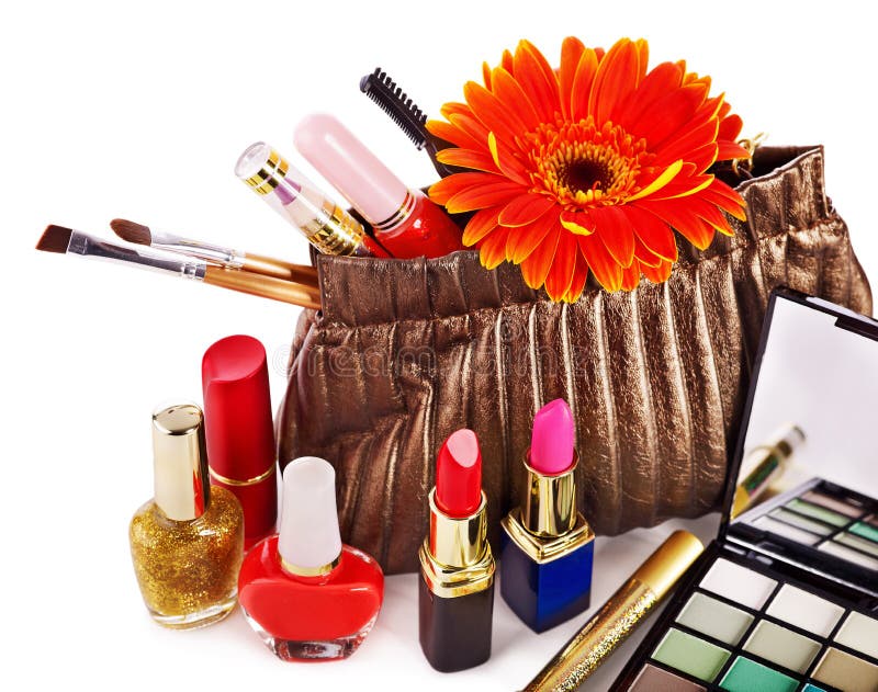 Decorative Cosmetics and Flower. Stock Image - Image of herbera, gold ...