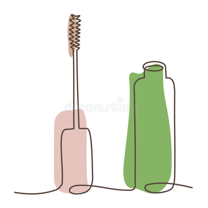 Decorative Cosmetics for Makeup - Mascara, Continuous One Line Drawing ...
