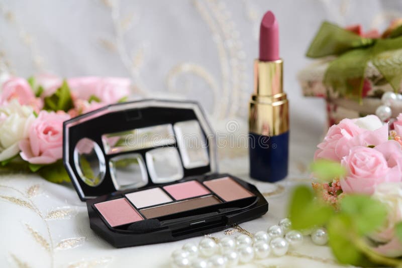 Decorative Cosmetics and Flowers Stock Image - Image of mascara, care ...