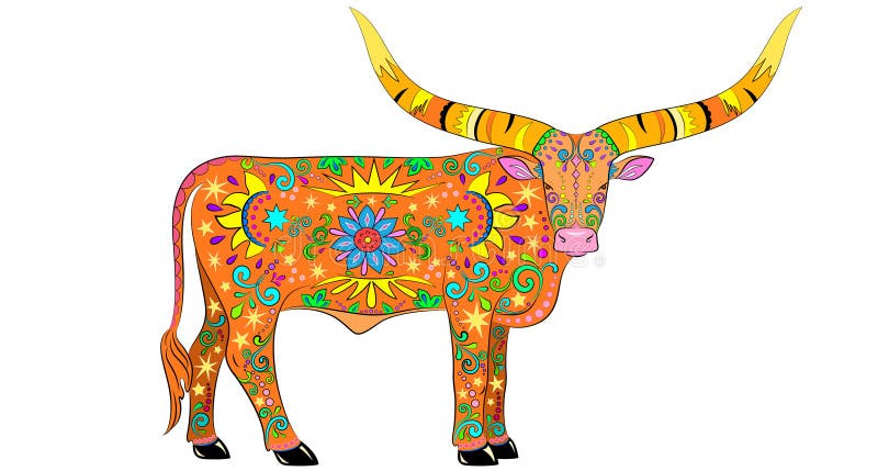 Decorative Cow. the Symbol of the New 2021 Stock Illustration ...