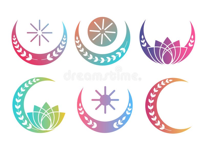 Decorative Crescent Moons Colorful Collection Set Stock Vector ...