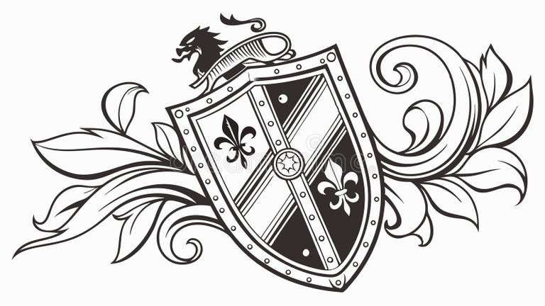 Decorative Crest or Shield with Heraldic Elements, Vector Design ...