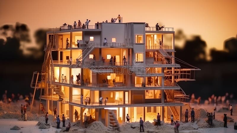 Decorative Cube Building. Construction of Premises Stock Illustration ...