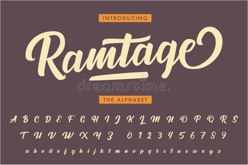 Decorative Cursive Vintage Brush Script Lettering Font. Retro Script ...