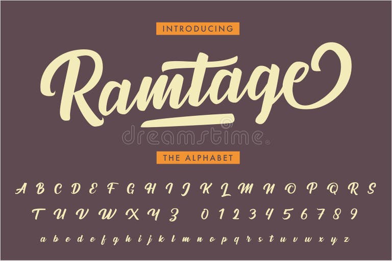 Decorative Cursive Vintage Brush Script Lettering Font. Retro Script ...