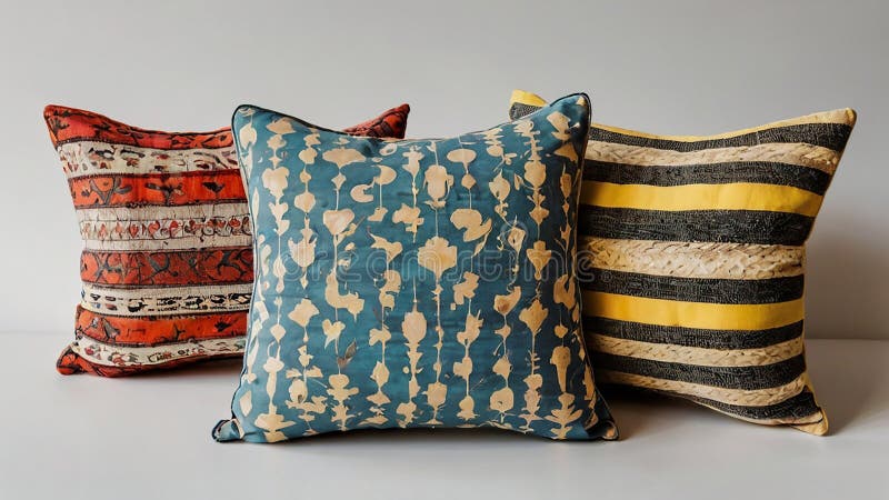 Decorative Cushions Various Textures and Patterns Stock Illustration ...