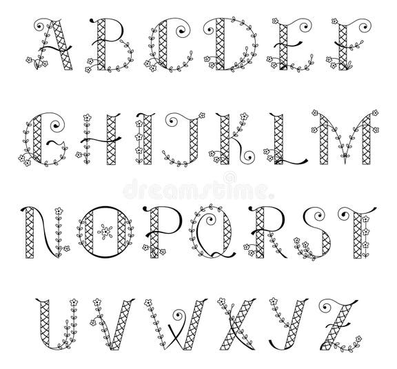 Decorative Cute Initial Letters Stock Vector - Illustration of greeting ...