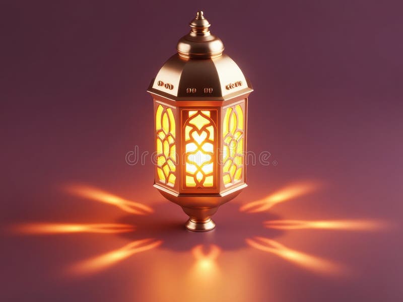 A Decorative 3D of a Hanging Lantern Projecting Islamic Geometric ...