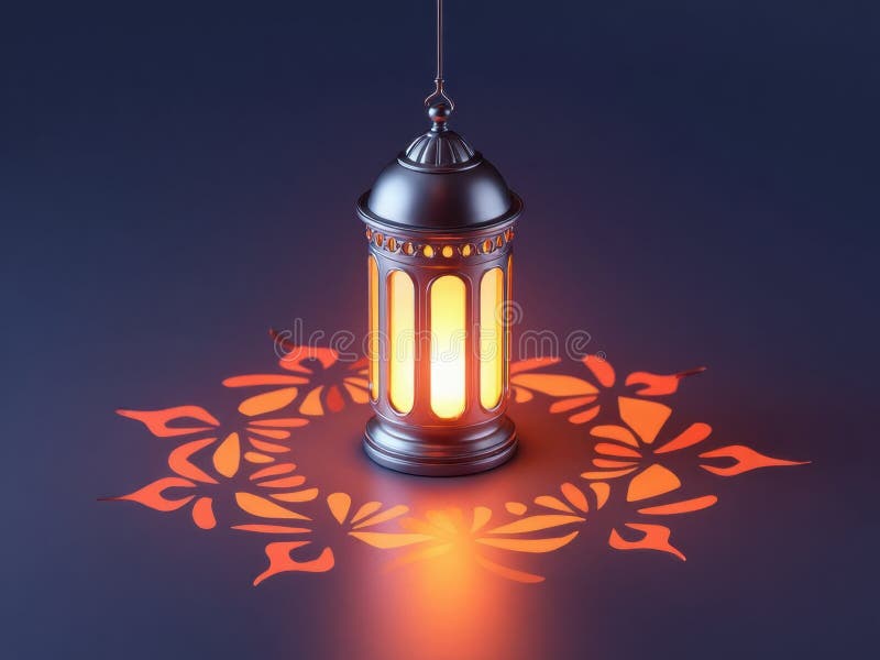 A Decorative 3D of a Hanging Lantern Projecting Islamic Geometric ...