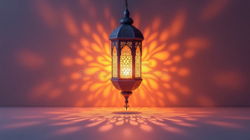 A Decorative 3D of a Hanging Lantern Projecting Islamic Geometric ...