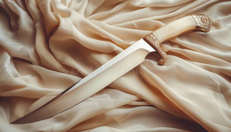 Ceremonial Dagger on Silk Fabric Stock Photo - Image of lgance ...
