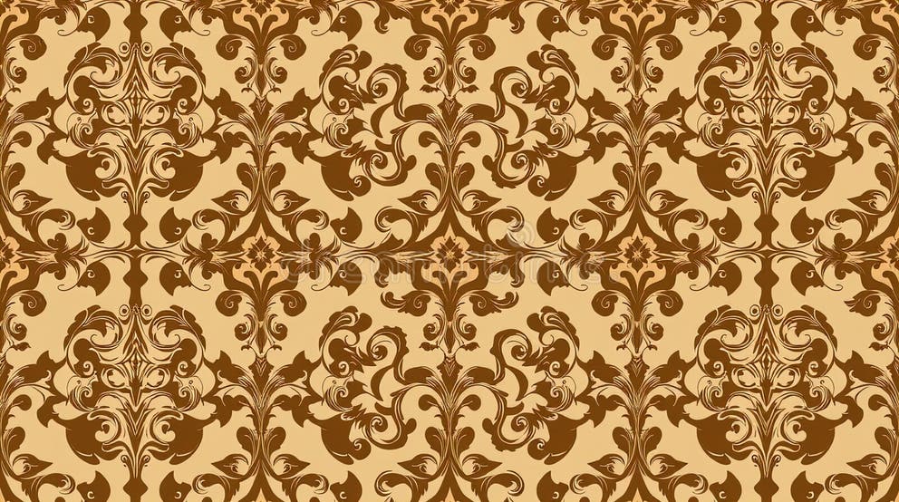 Decorative Damask Pattern Including Complex Floral and Scroll Motifs ...