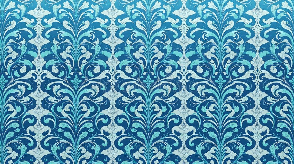 Decorative Damask Pattern Including Complex Floral and Scroll Motifs ...