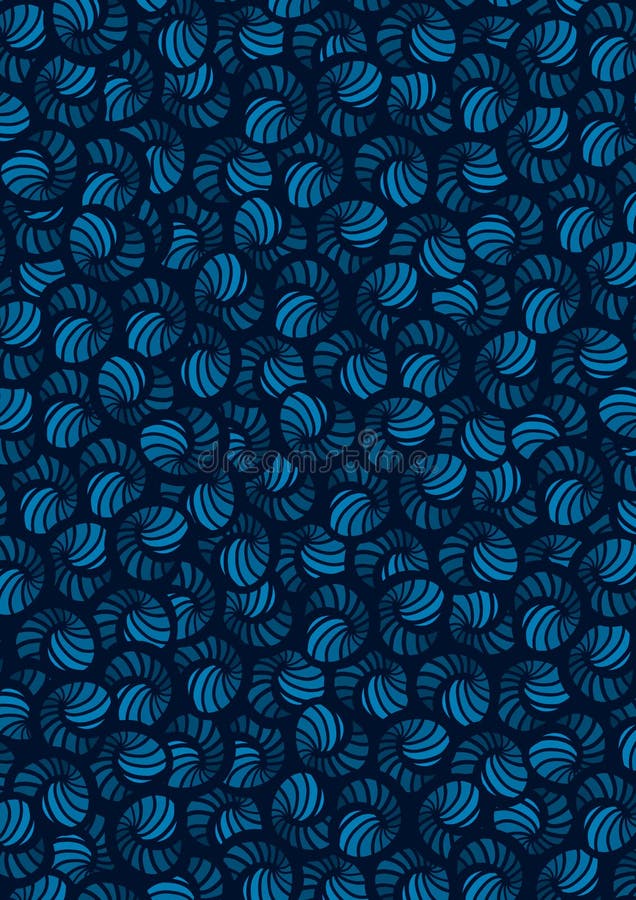 Decorative Deep Blue Shells Pattern Vector Background Design Stock ...