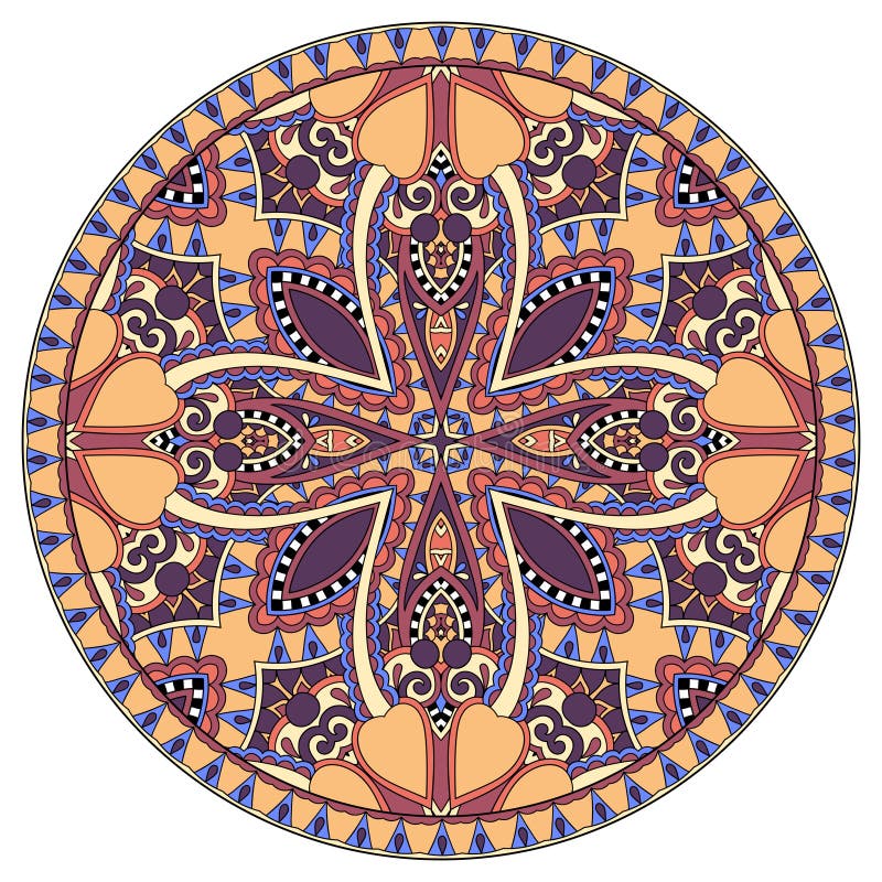 Decorative Design of Circle Dish Template, Round Geometric Pattern ...