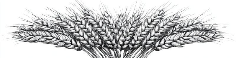A Decorative Design Element Featuring a Wheat Spikelet Drawing with ...