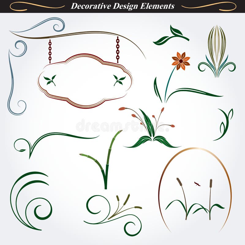 Decorative Design Elements 9 Stock Vector - Illustration of floral ...
