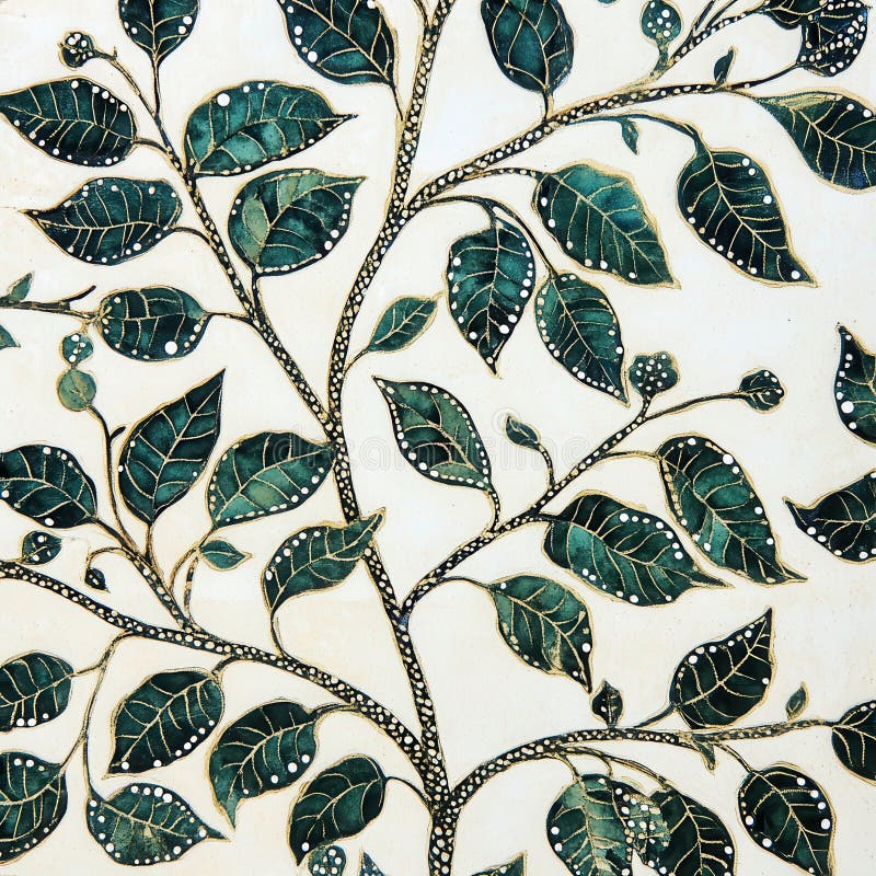 A Decorative Design Featuring Intricate Leaves and Branches with a ...