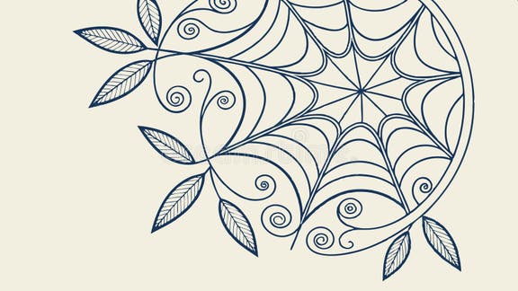 Eerie Stylized Spider Web Corner Design Element Art Vector Design ...