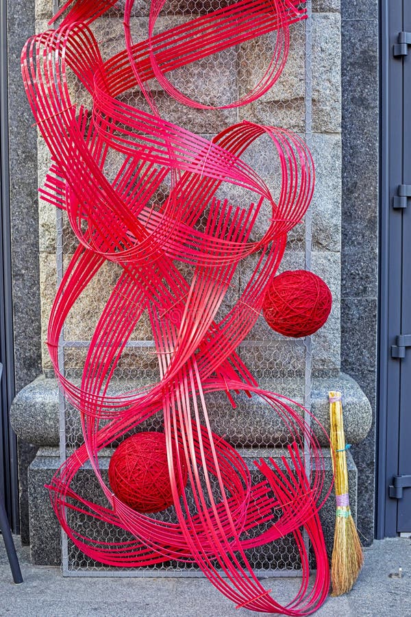 Decorative Design with Red Lines and Balls of the Building Stock Image ...