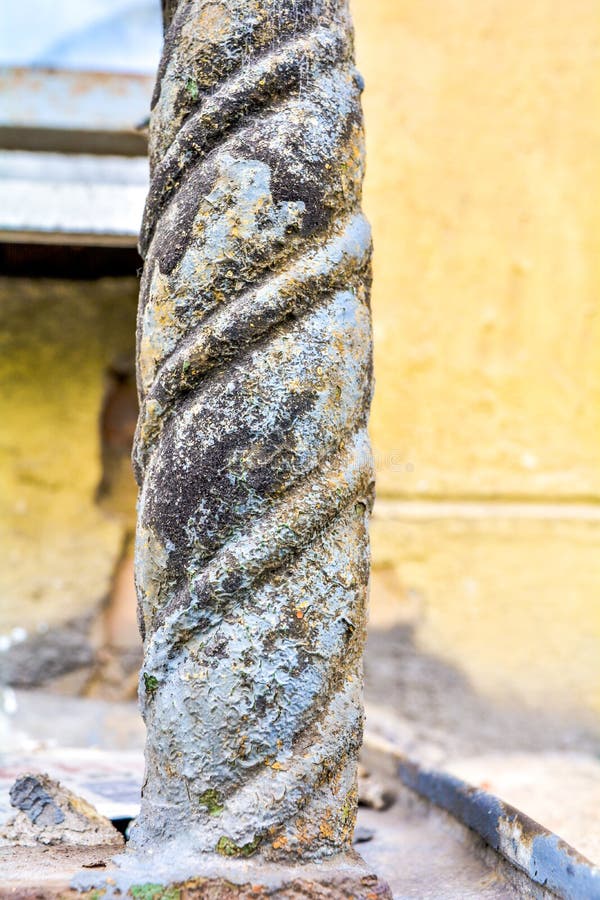 Decorative Building Detail Rusty Cast-iron Twisted Post from Window ...