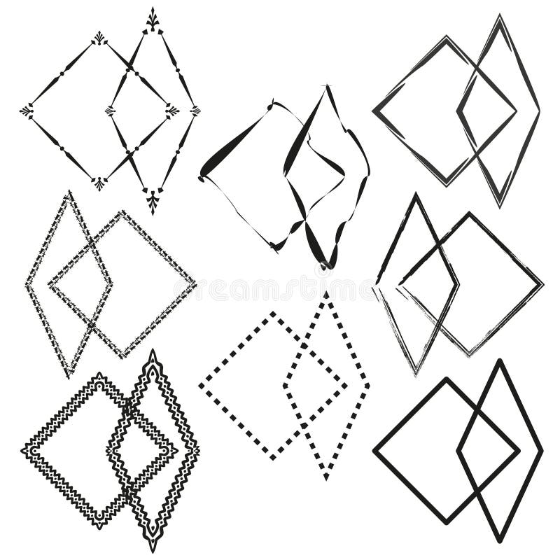 Decorative Diamond Frames. Abstract Geometric Designs. Vector ...