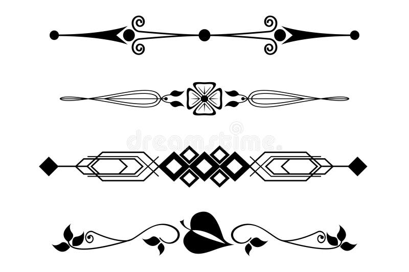 Decorative Divider Set. Ornamental Black Lines. Classic Floral Elements ...