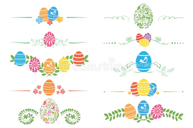 Decorative Dividers with Colored Eggs for Easter Holiday - Vector Set ...