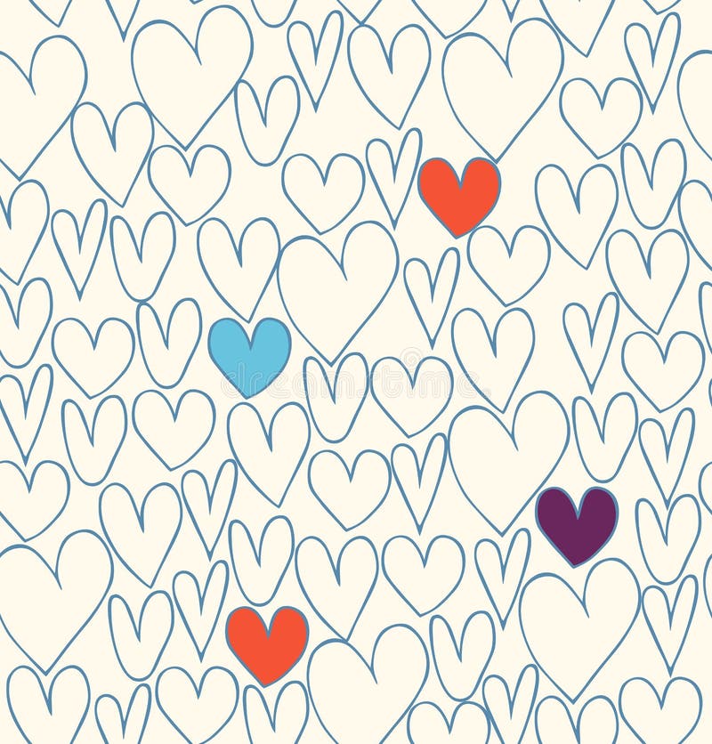 Decorative Doodle Background with Hearts Stock Vector - Illustration of ...