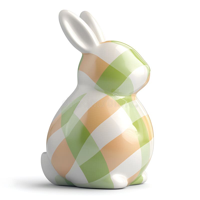 Decorative Easter Bunny Figurine with Pastel Plaid Pattern a Charming ...