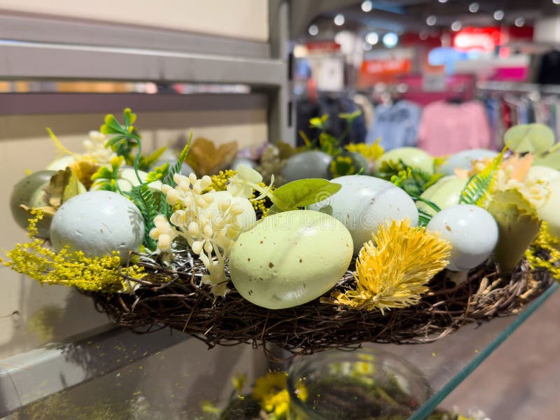 Decorative Easter Egg Centerpiece with Flowers in Retail Store ...