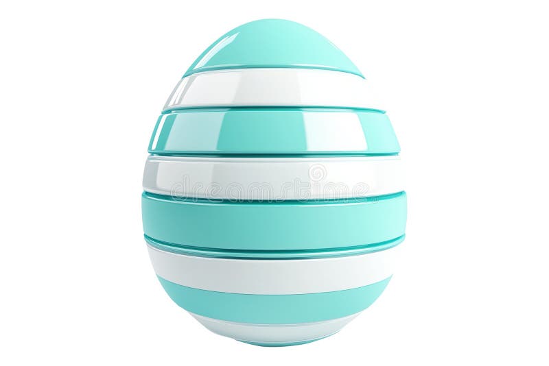 Decorative Easter Egg with Glossy Turquoise and White Stripes, Isolated ...