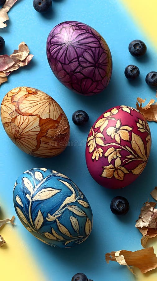 Decorative Easter Eggs with Floral Designs Good Resolution Stock Photo ...