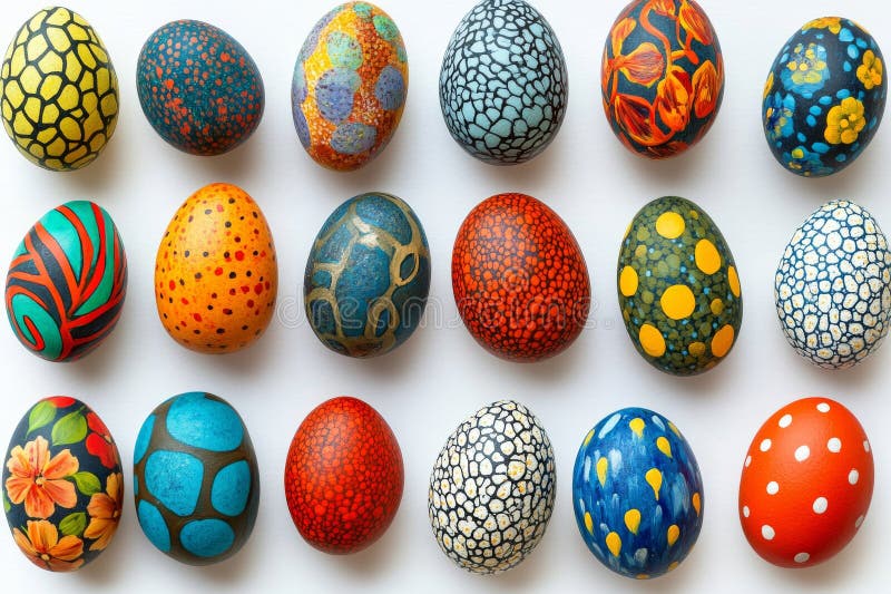 Decorative Easter Eggs Have Bold Patterns and Soft Pastel Colors Stock ...