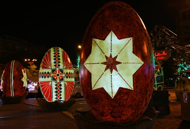 Decorative Easter Eggs in the Night Editorial Stock Image - Image of ...