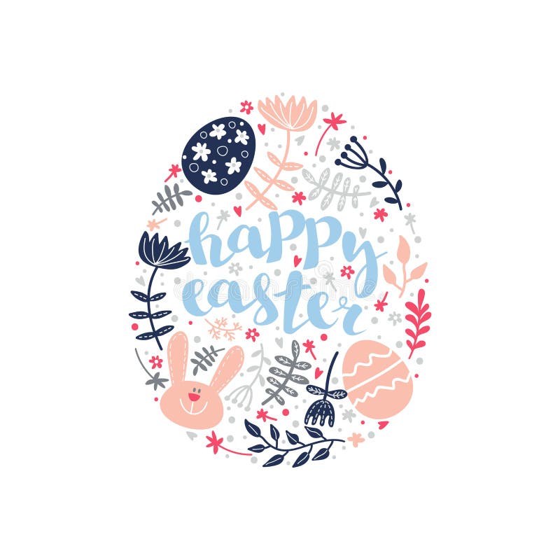 Decorative Easter Elements in the Shape of an Egg. Easter Frame with ...