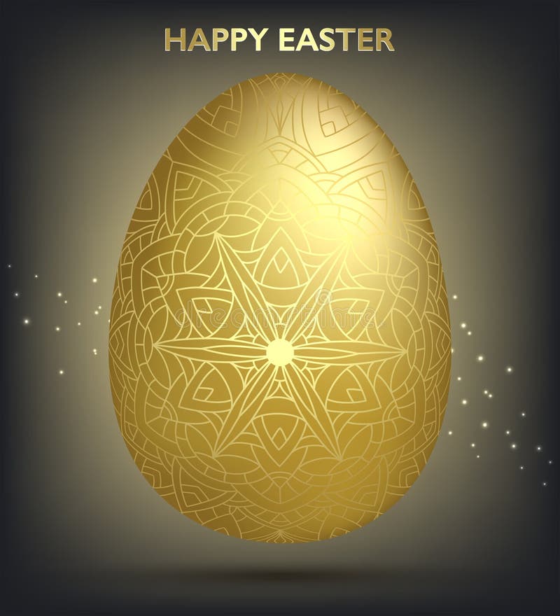 Decorative Easter Golden Egg with Patterns, Mandala. Traditional Hand ...