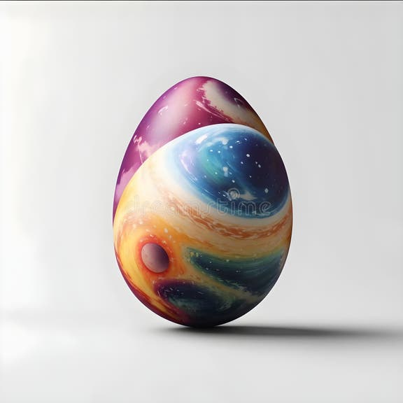 A Decorative Egg with a Cosmic Space Design Featuring Planets, Galaxies ...