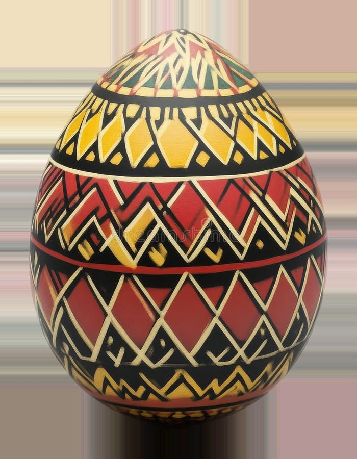 Decorative Egg with Geometric Patterns and Vibrant Colors. Cultural Art ...