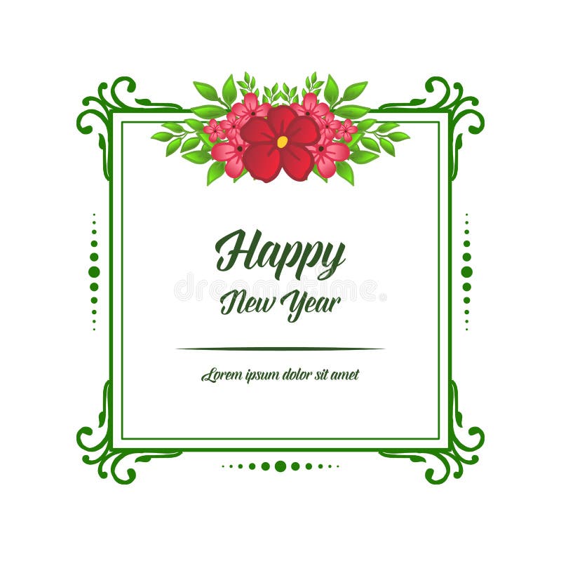 Decorative of Elegant Red Flower Frame, for Banner Text of Happy New ...