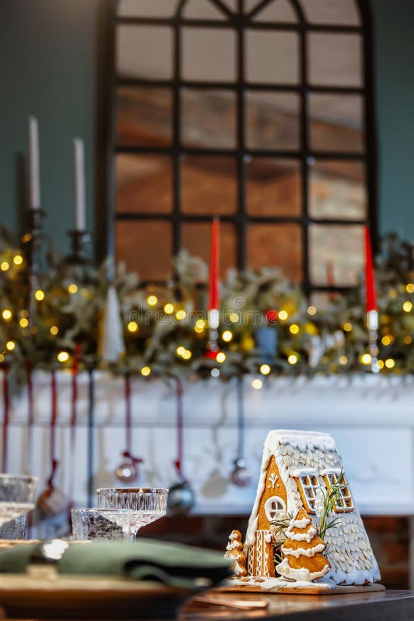 A Decorative Element Gingerbread House for Serving a Festive Table that ...