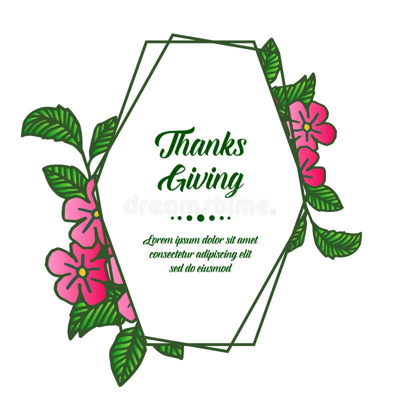 Decorative Element of Pink Flower Frame for Text of Thanksgiving ...