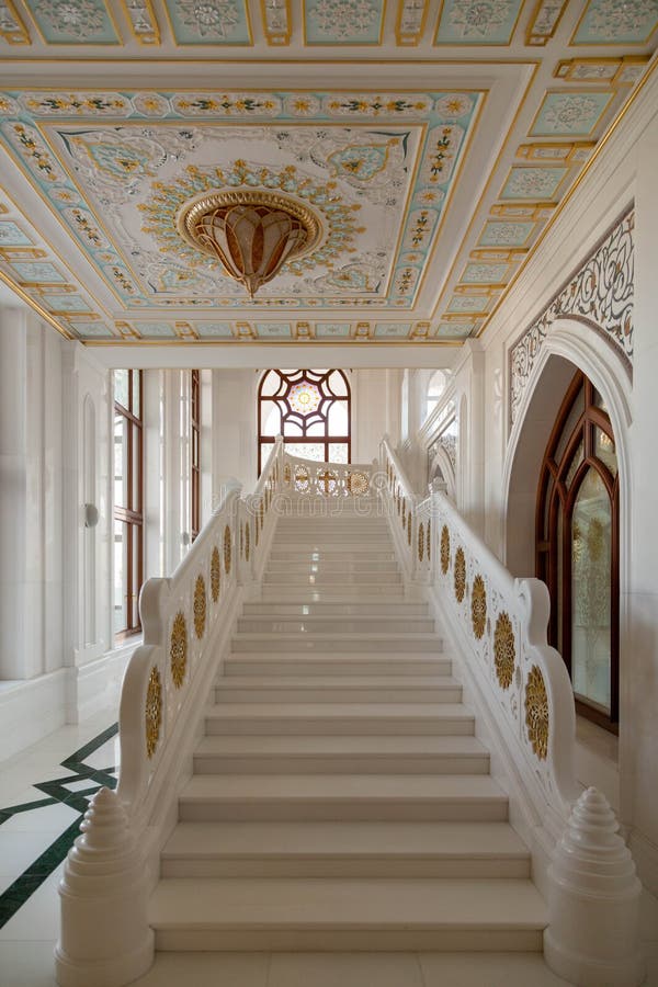 Interior of a New White Mosque in Chechnya Stock Photo - Image of nedeg ...