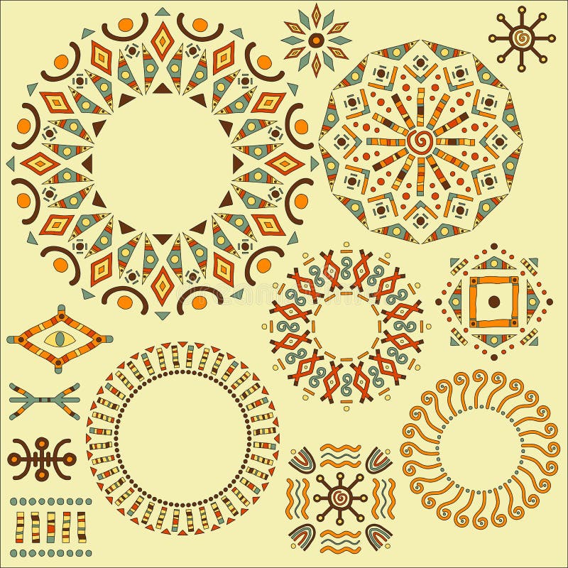 Decorative Elements in African Style. Stock Vector - Illustration of ...